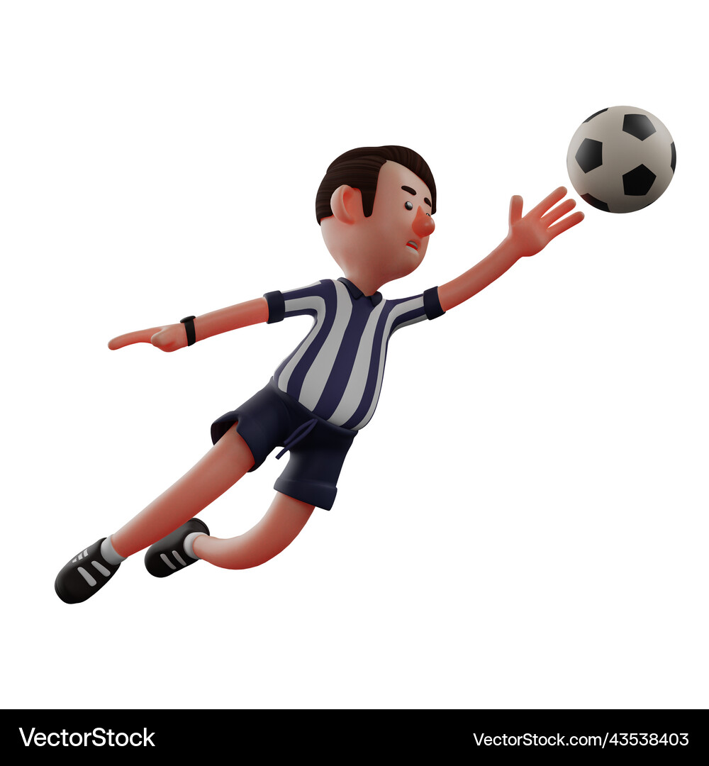 3d referees cartoon character trying to catch Vector Image