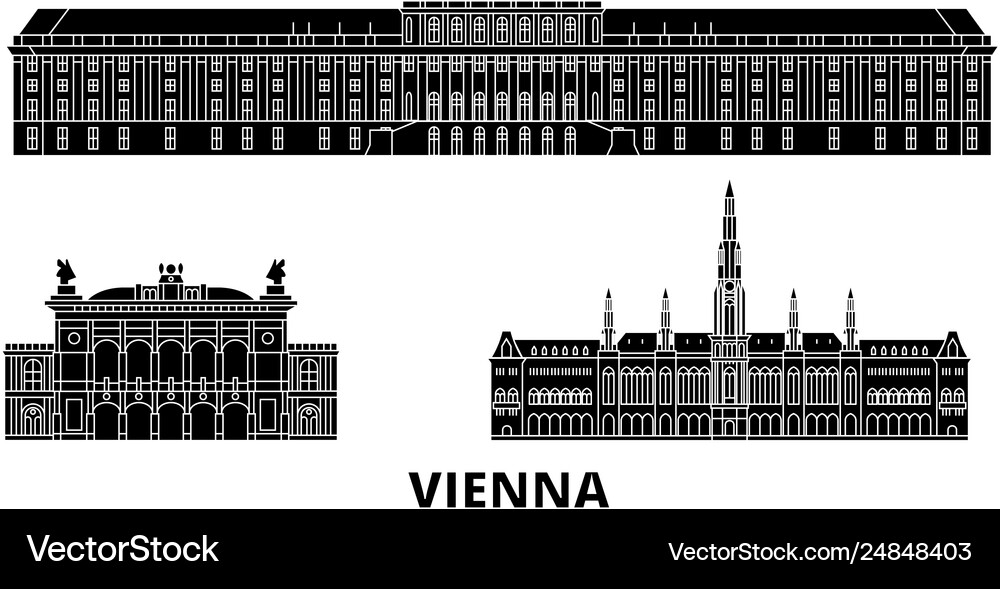 Austria vienna flat travel skyline set austria Vector Image