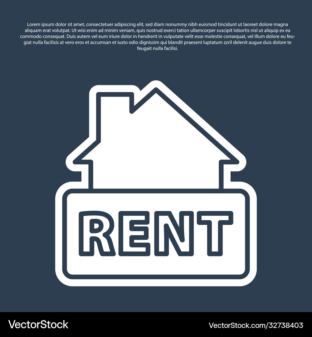 Blue line hanging sign with text rent icon Vector Image