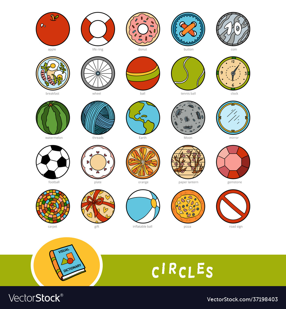 Colorful Set Circle Shape Objects Visual Vector Image