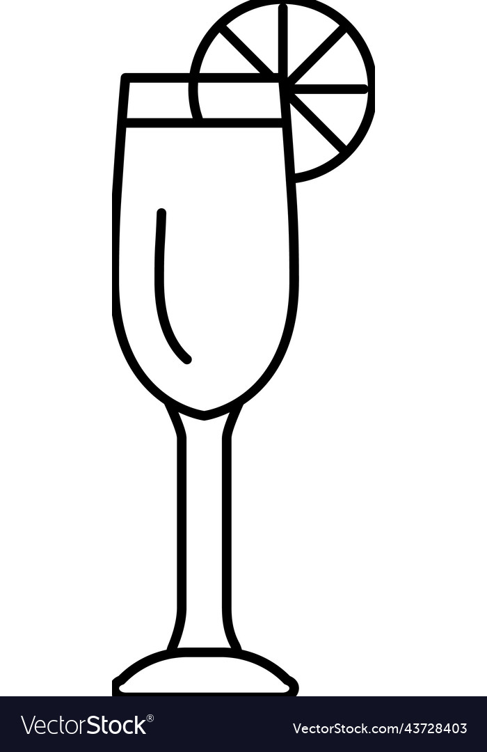 French 75 Cocktail Glass Drink Line Icon Vector Image