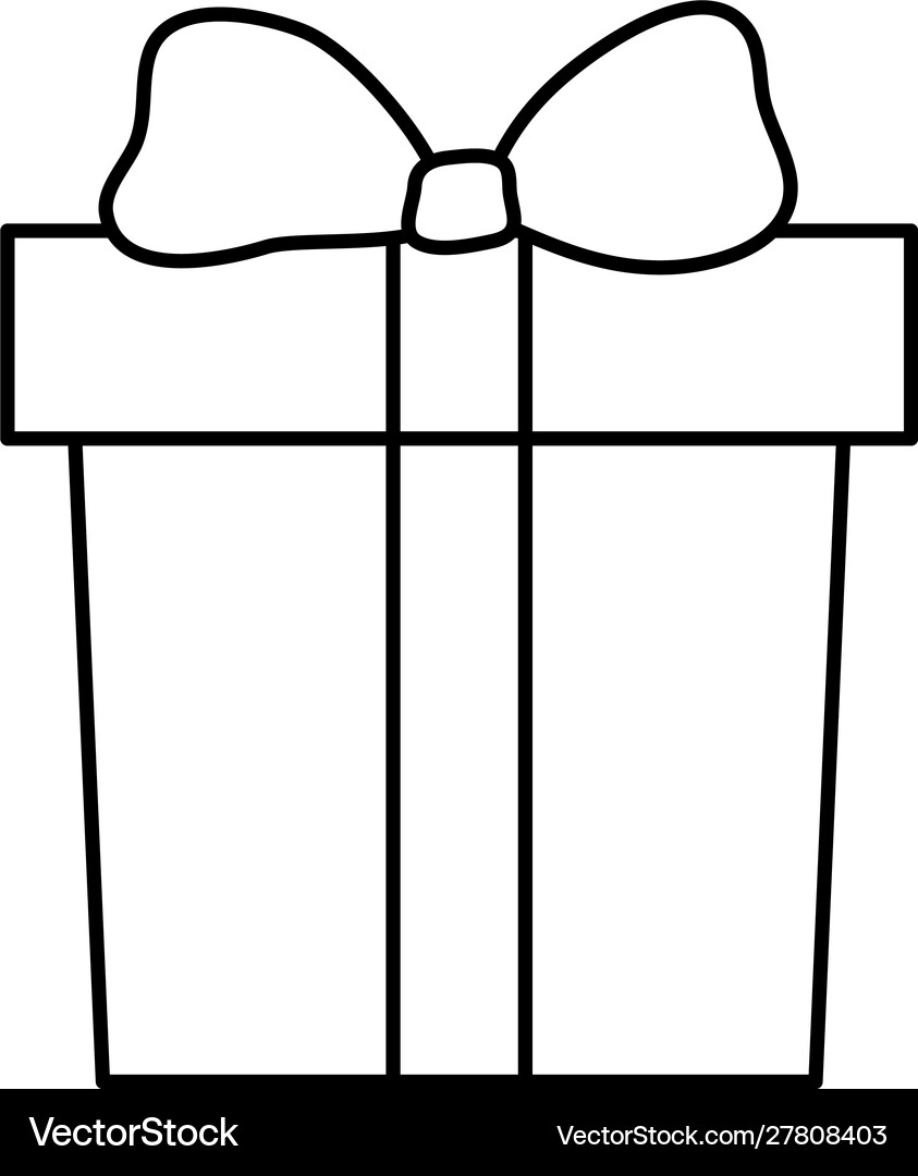 Gift box christmas line style Royalty Free Vector Image