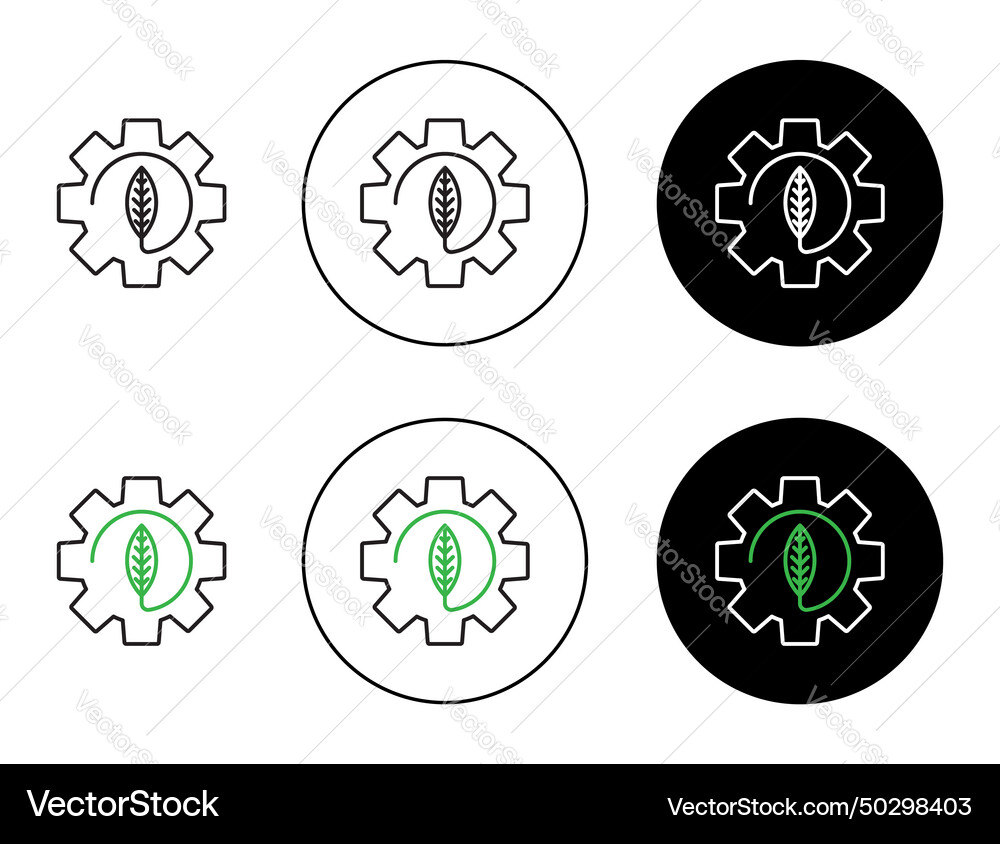 Green technology icon set planet gear ecology Vector Image