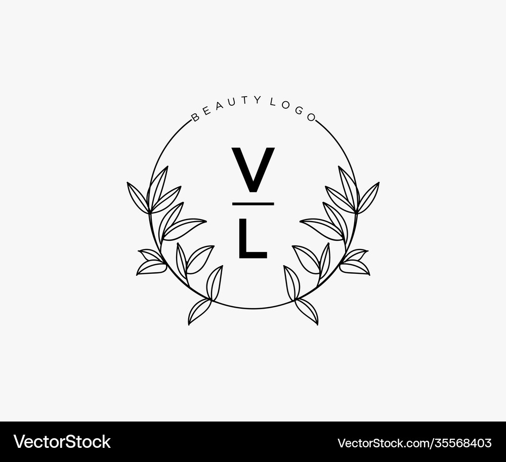 Initial vl letters beautiful floral feminine Vector Image