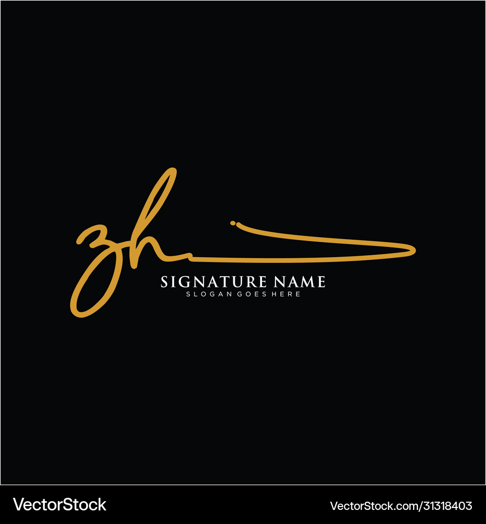 Letter zh signature logo template Royalty Free Vector Image