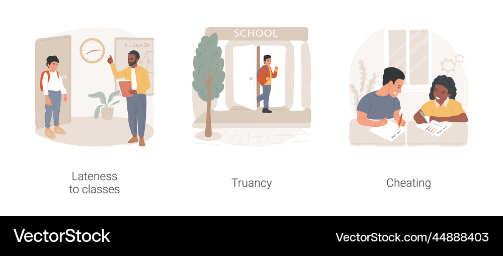 Negative attitudes towards school isolated cartoon
