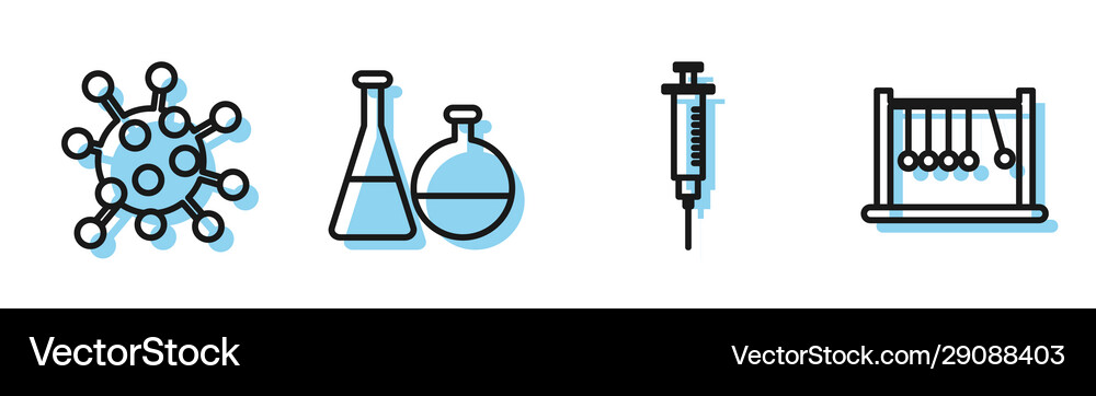 Set line syringe bacteria test tube and flask Vector Image