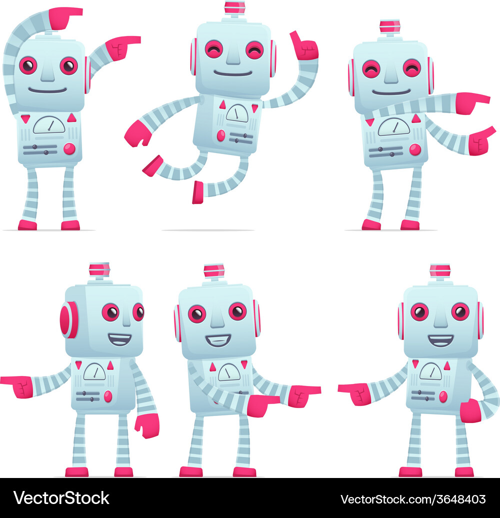Set of robot character in different poses Vector Image