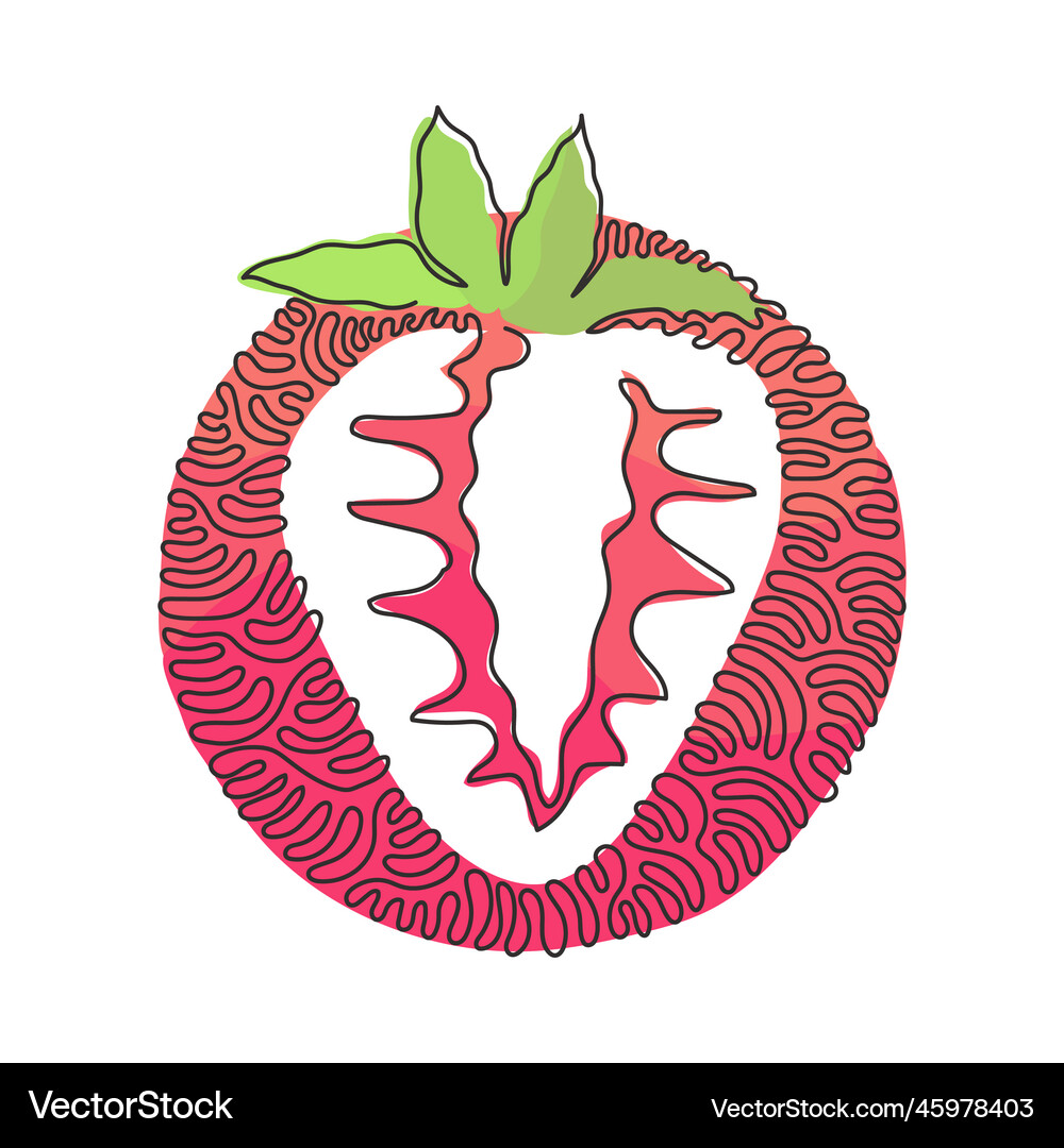 Single one line drawing sliced healthy organic Vector Image