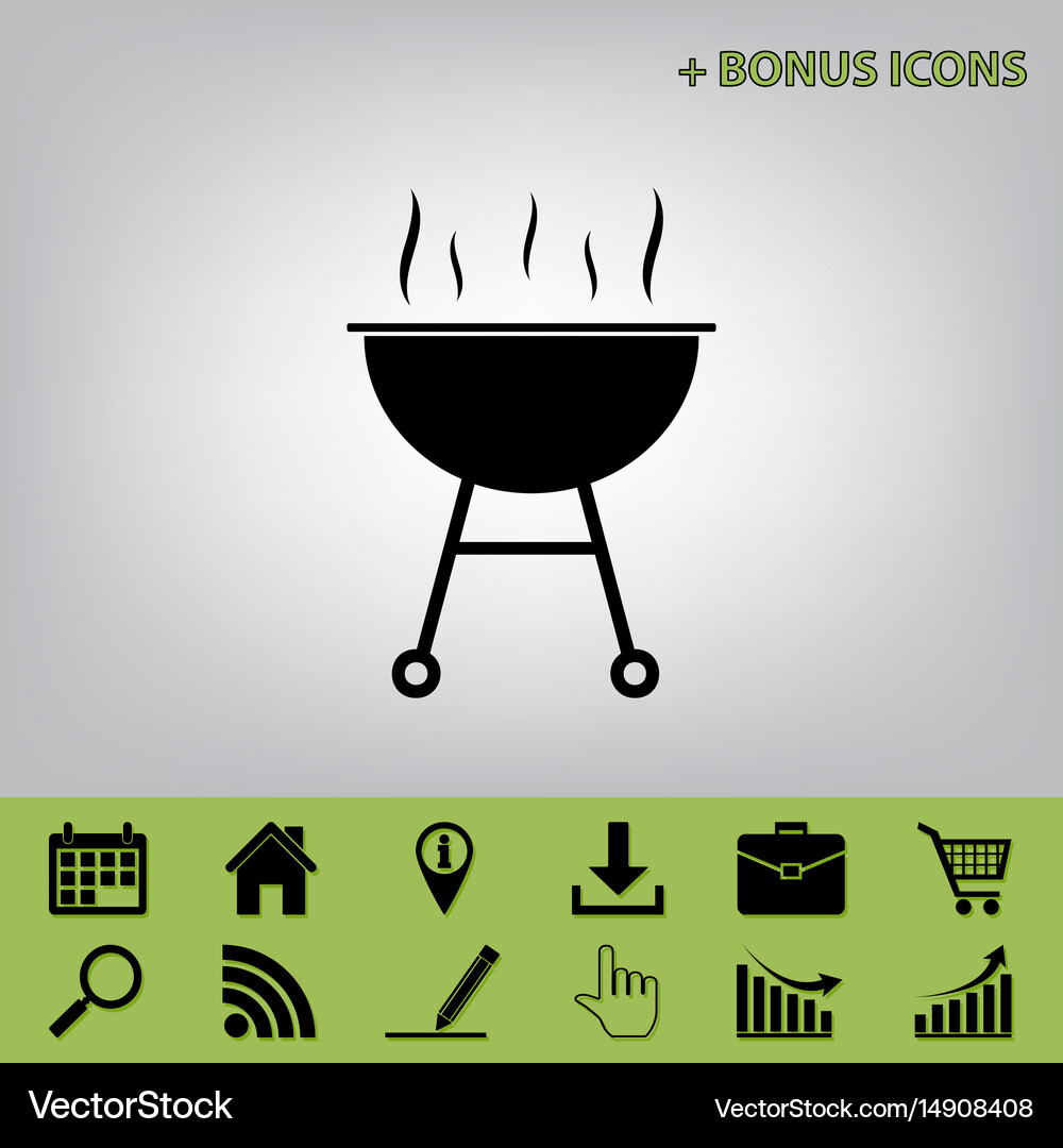 Barbecue simple sign black icon at gray Royalty Free Vector
