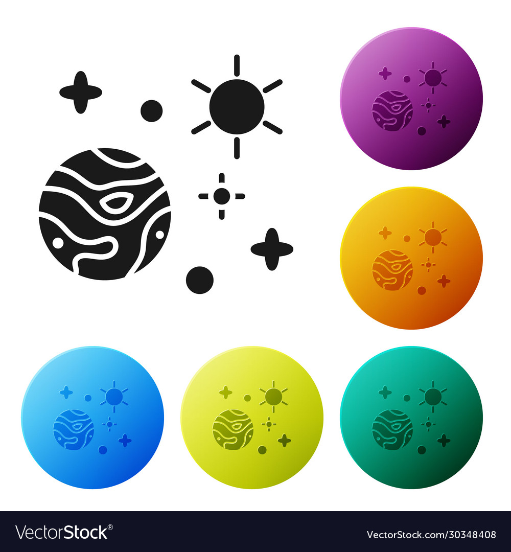 Black space and planet icon isolated on white Vector Image