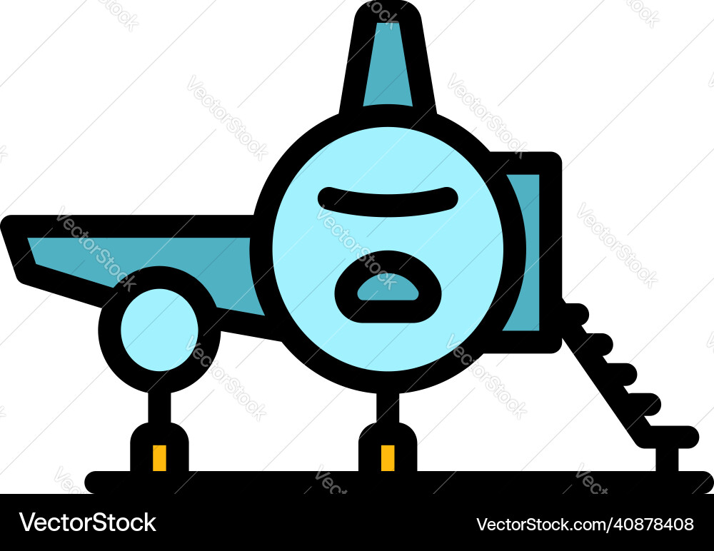 Boarding on plane icon color outline Royalty Free Vector