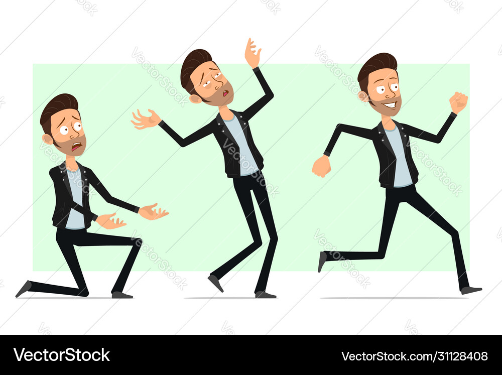 Cartoon rock and roll boy character set Royalty Free Vector