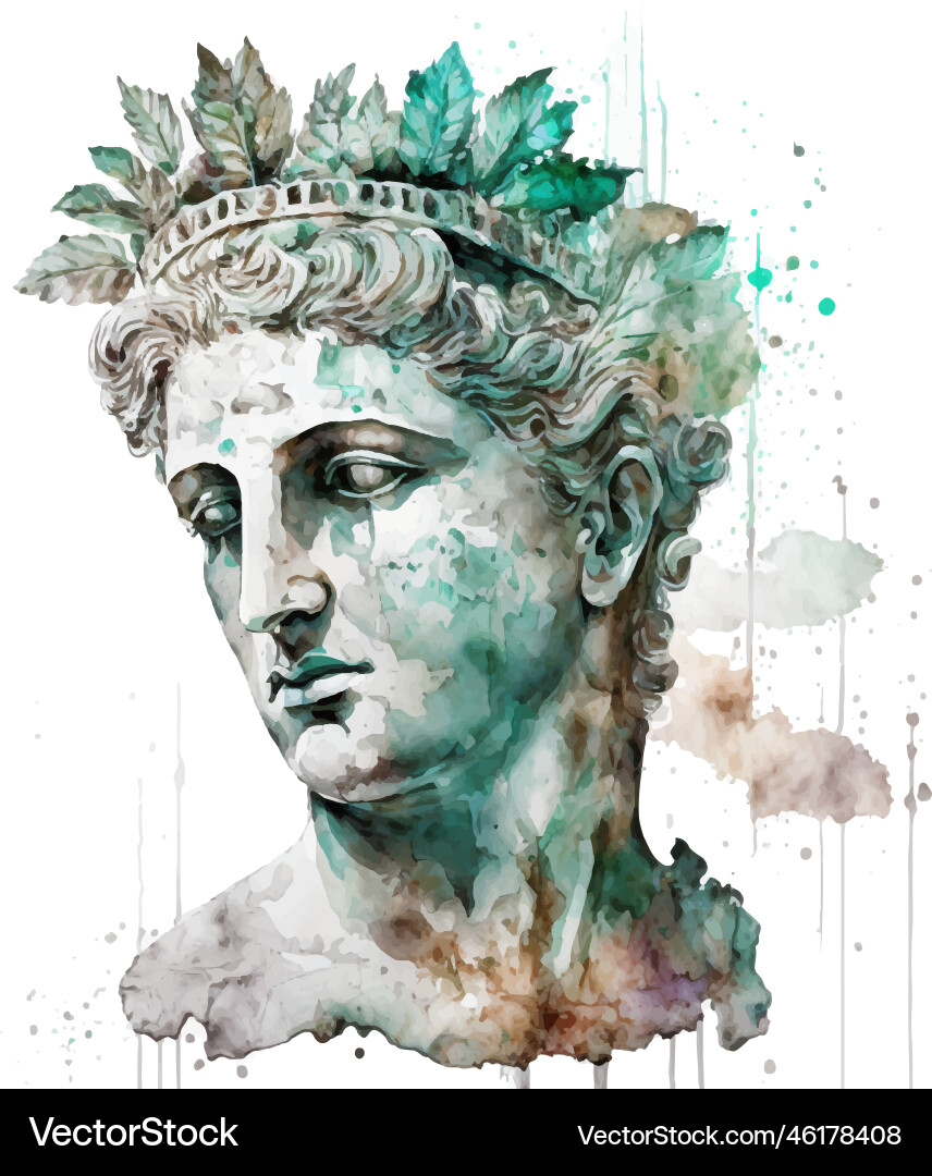 Contemporary art with antique statue head Vector Image