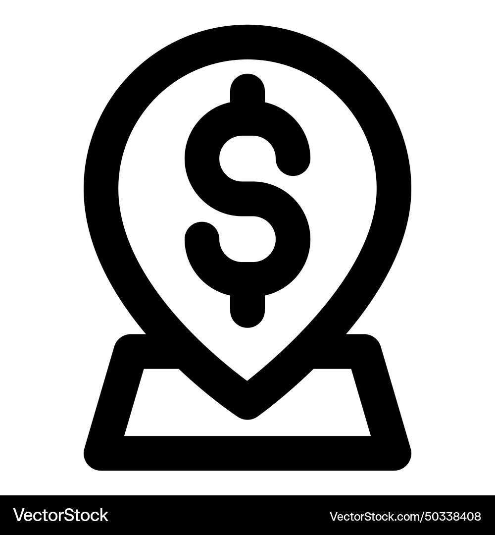 Currency exchange map location point flat icon Vector Image