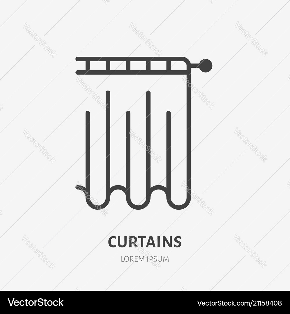 Curtains flat line icon bathroom curtain sign Vector Image
