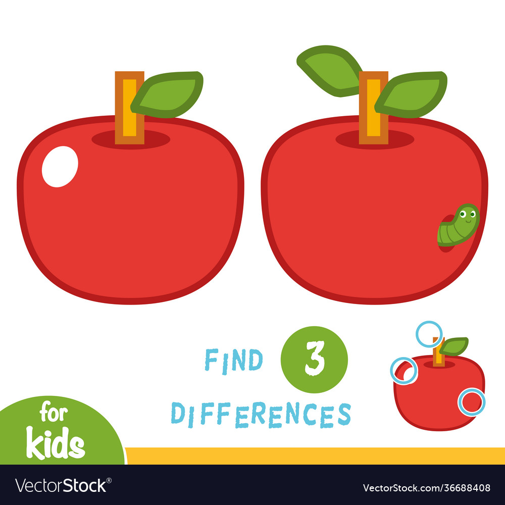 Find differences game for children apple Vector Image