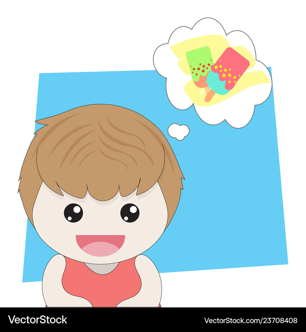 Girl is thinking about ice cream Royalty Free Vector Image