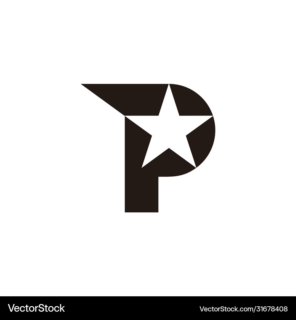 Letter p star geometric simple motion logo Vector Image