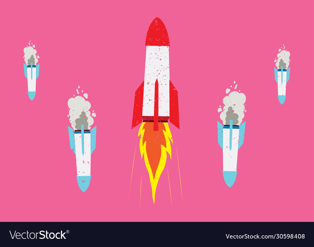 Rocket soaring into skyrocket th Royalty Free Vector Image