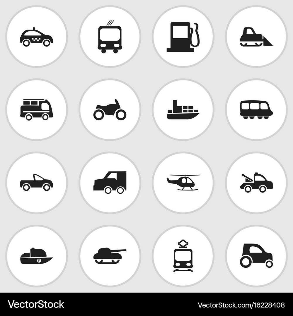 Set of 16 editable transportation icons includes Vector Image