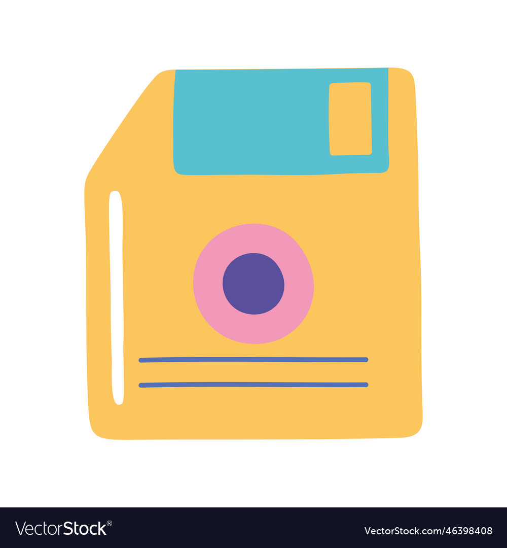 Yellow floppy disk data storage Royalty Free Vector Image