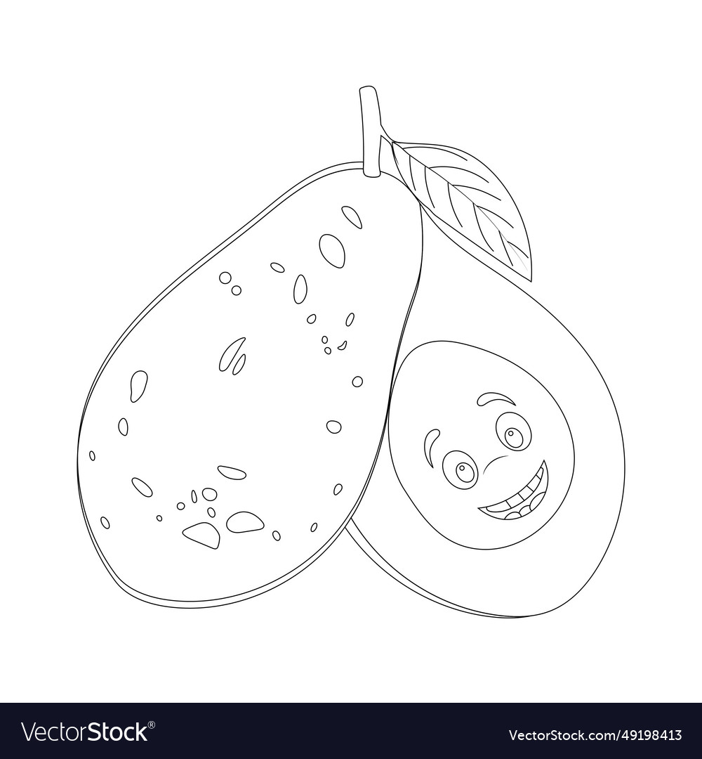 Avocado coloring page for kids Royalty Free Vector Image