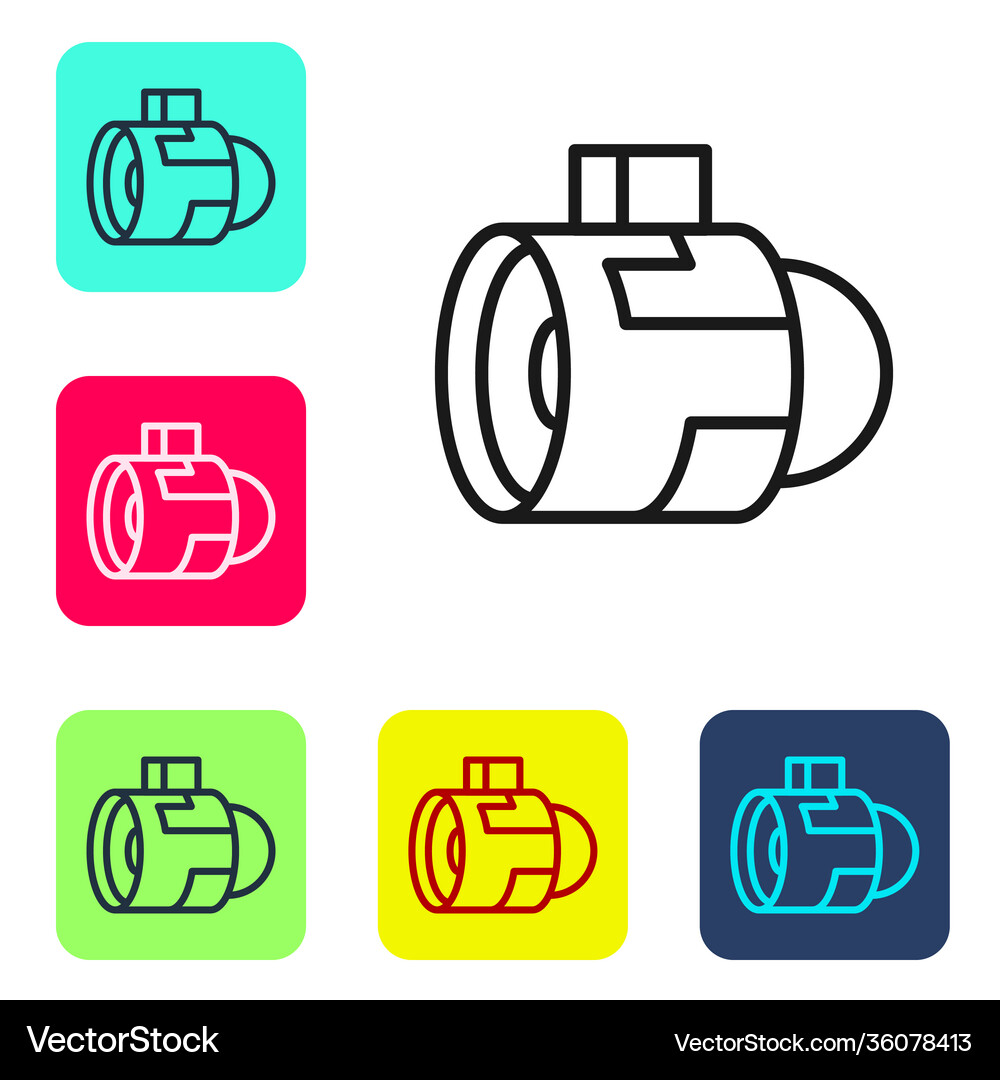 Black line jet engine turbine icon isolated Vector Image