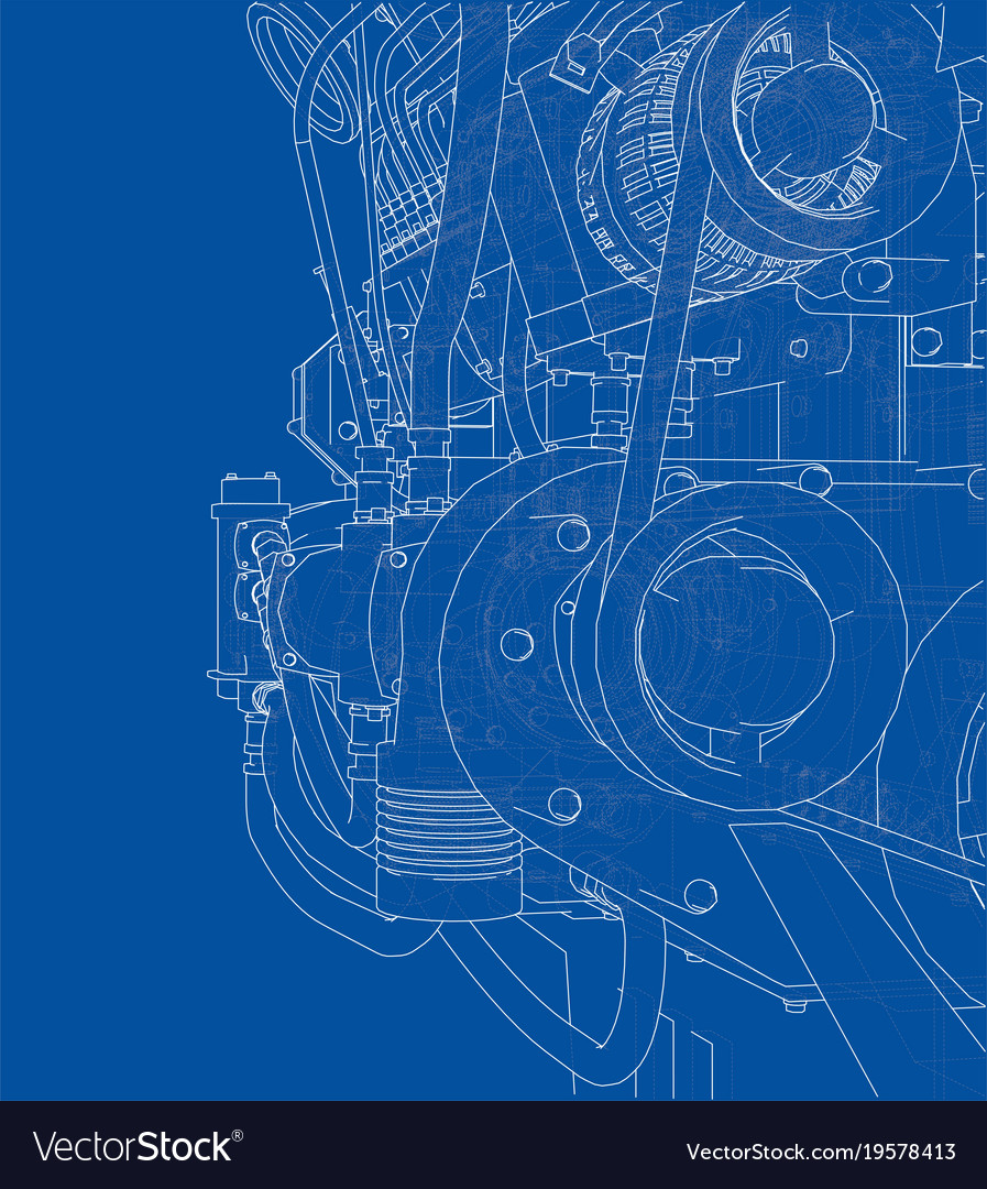 Car engine rendering 3d Royalty Free Vector Image