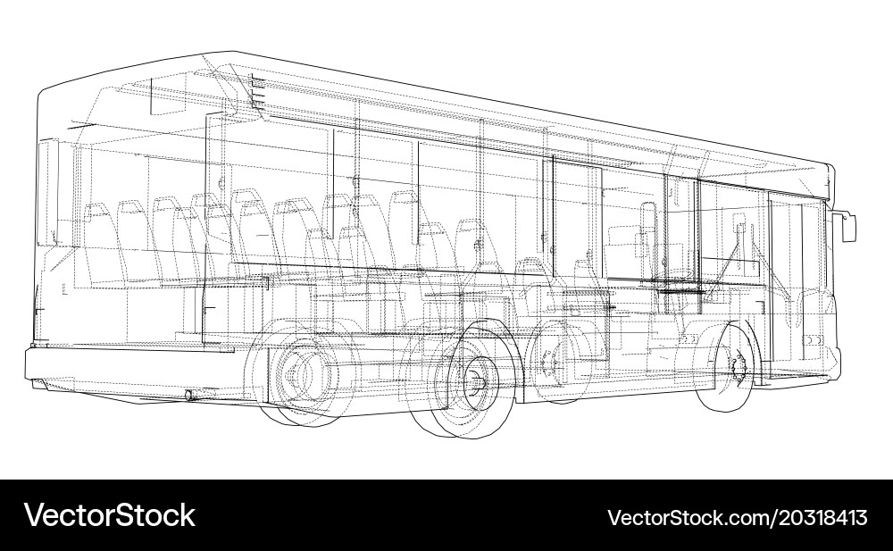 Concept city bus rendering of 3d Royalty Free Vector Image