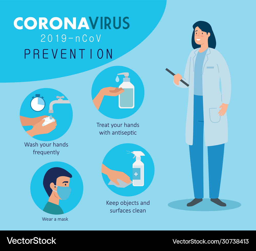 Doctor female with campaign prevention Royalty Free Vector