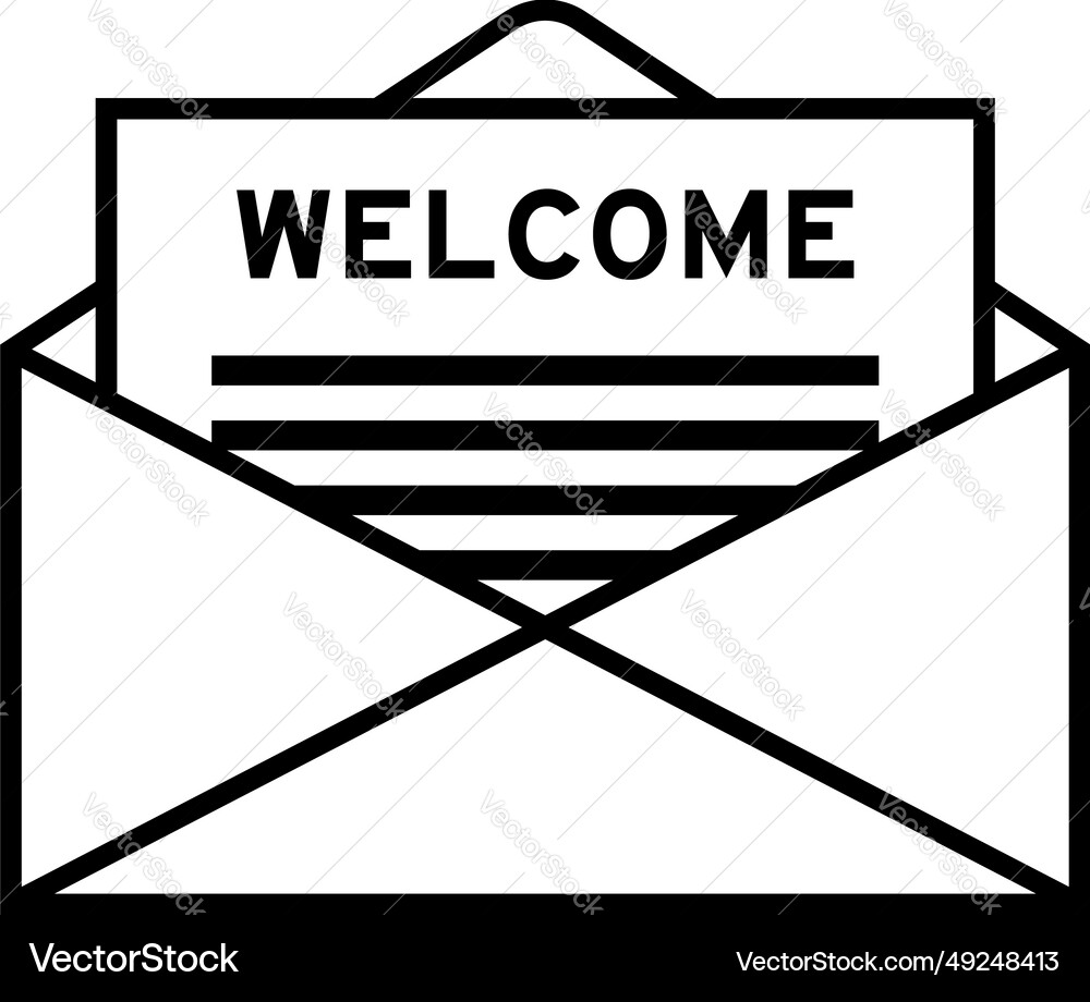 Envelope and letter sign with word welcome Vector Image