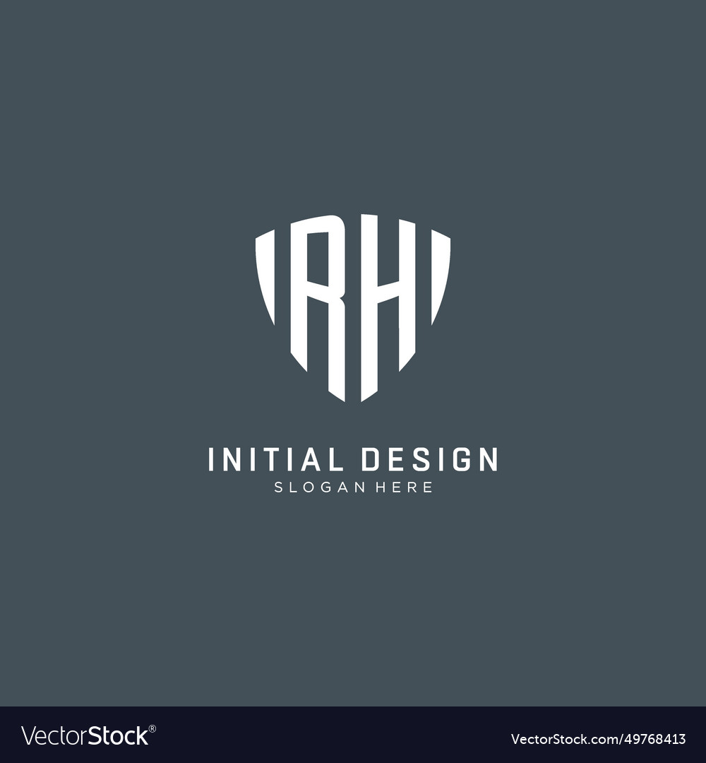 Initials rh logo shield guard shape creative logo Vector Image
