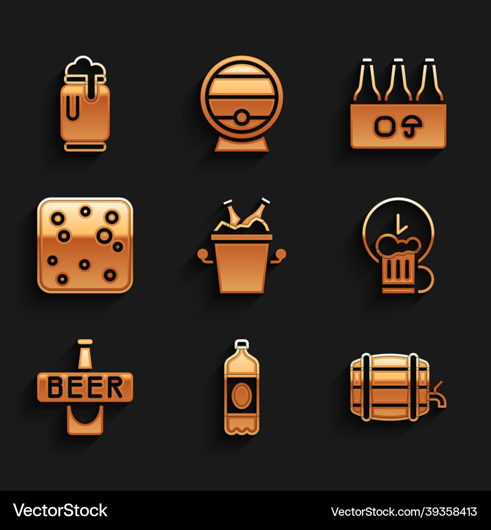 Set beer bottles in ice bucket plastic beer Vector Image