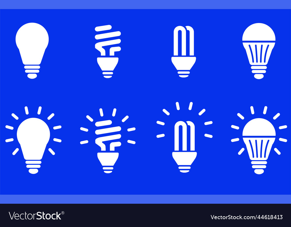 Set light bulb icon collection idea Royalty Free Vector