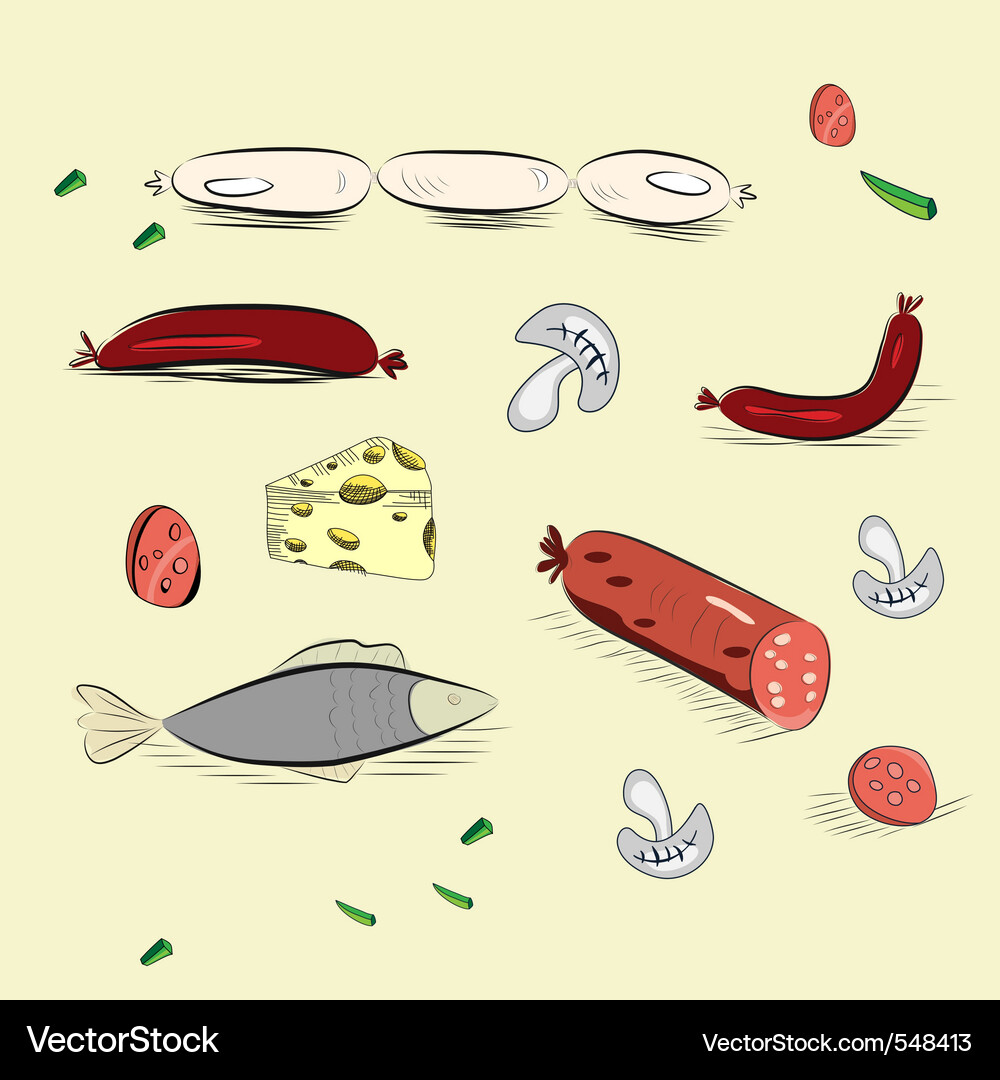 Set of hand drawn food Royalty Free Vector Image