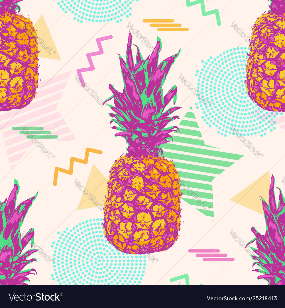 Tropical seamless pattern with pineapples Vector Image