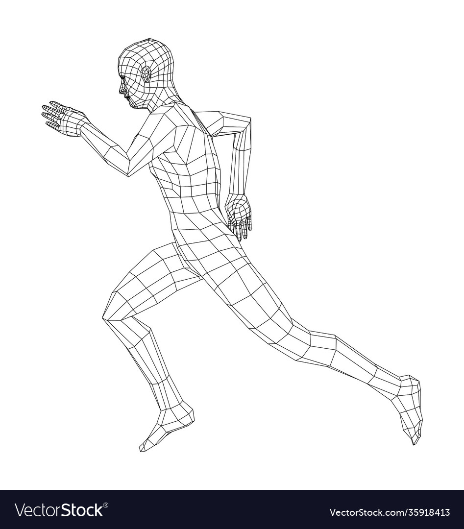 Wireframe running man Royalty Free Vector Image