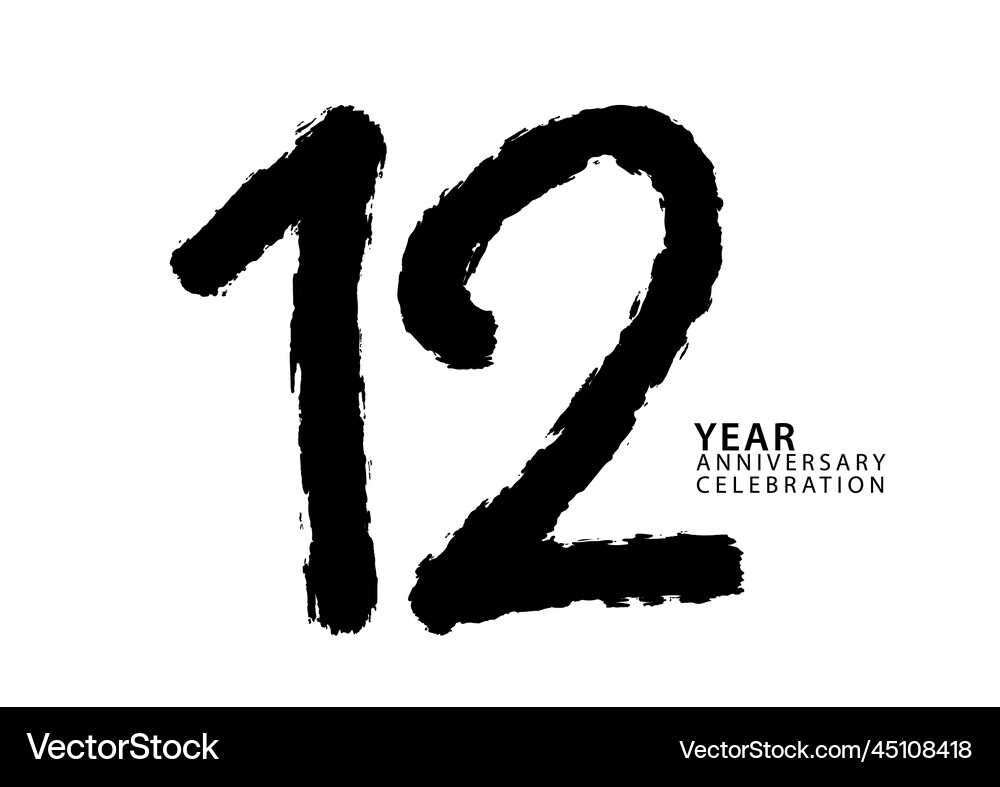 12 year anniversary celebration black color Vector Image