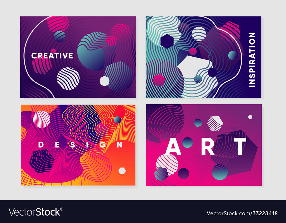 Abstract Backgrounds Set With Curved Lines Vector Image