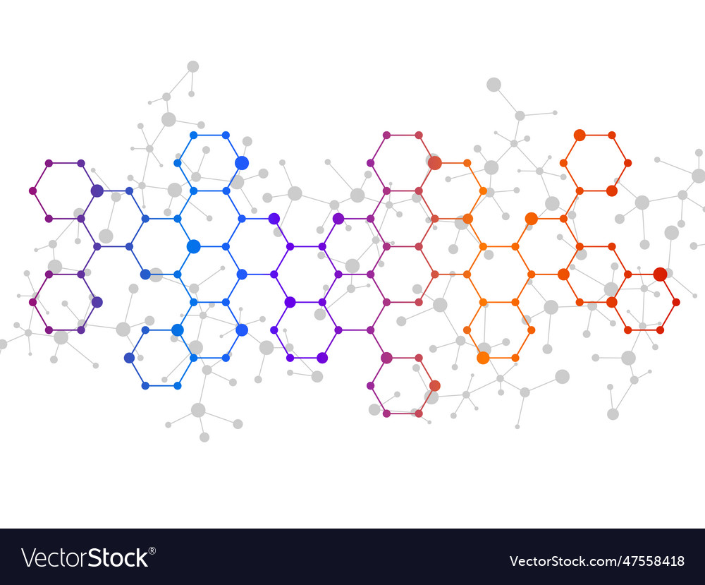 Abstract Hexagonal Molecules Molecular Structure Vector Image