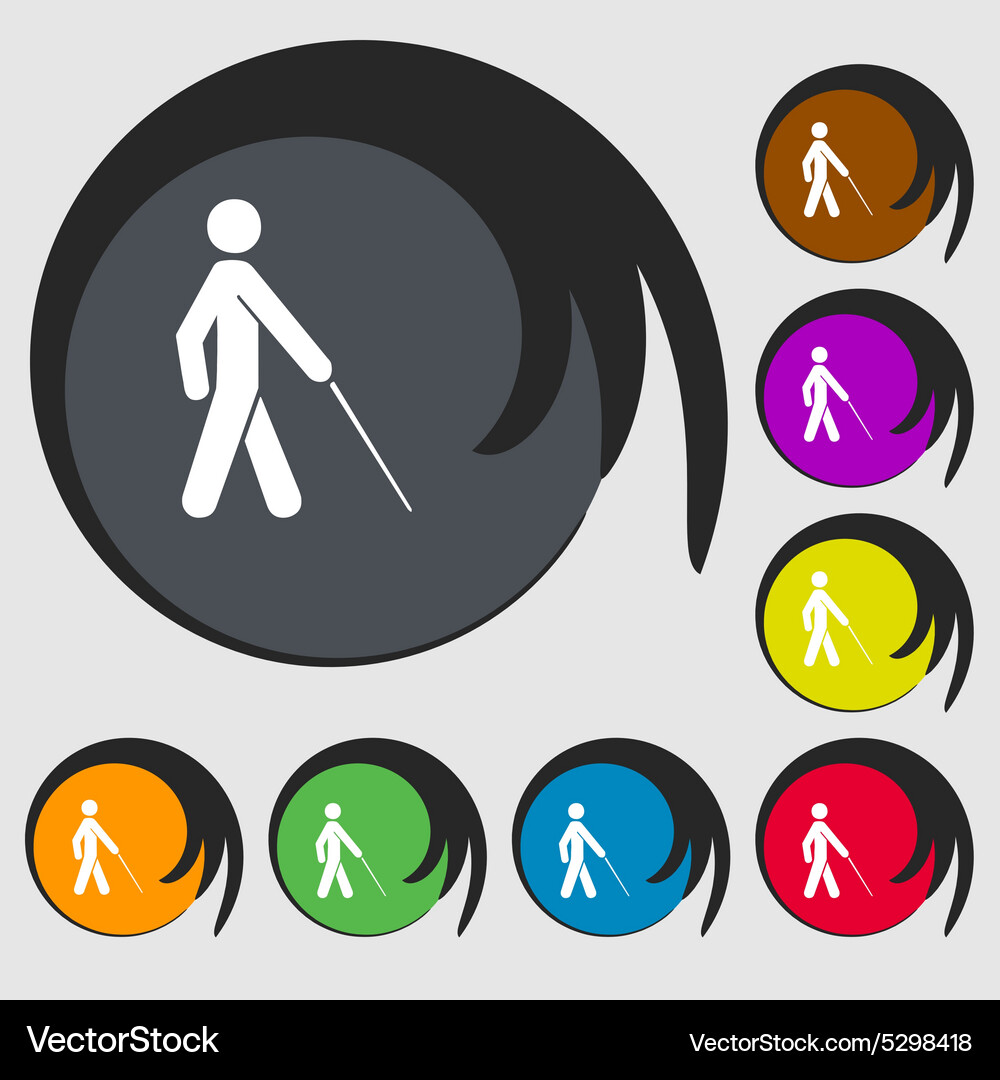 Blind icon sign symbol on eight colored buttons Vector Image