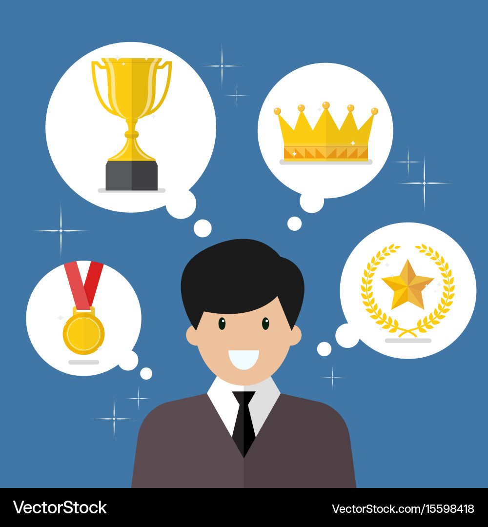 Businessman think about achievements Royalty Free Vector