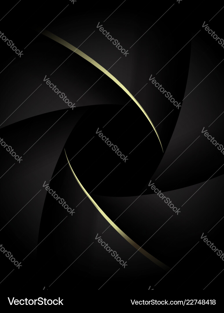 Camera lens close up with golden shutter blades Vector Image