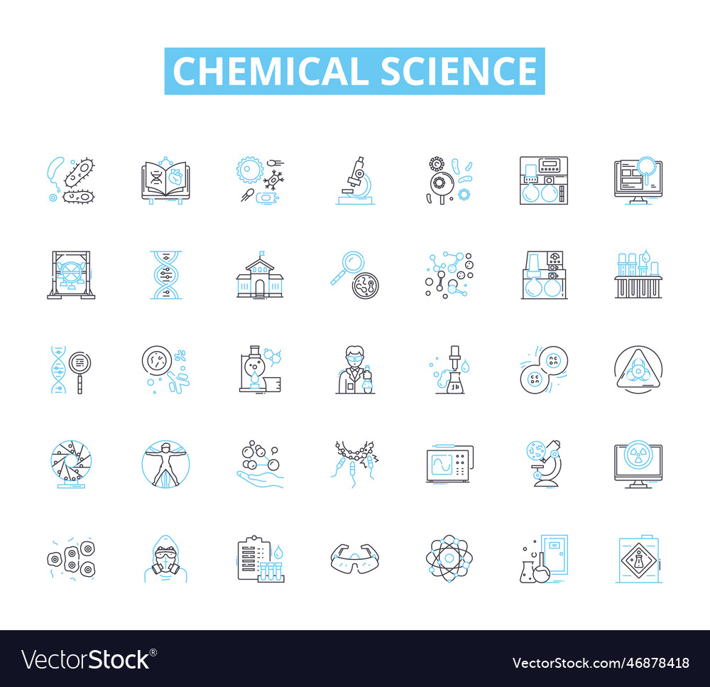 Chemical science linear icons set reactivity Vector Image