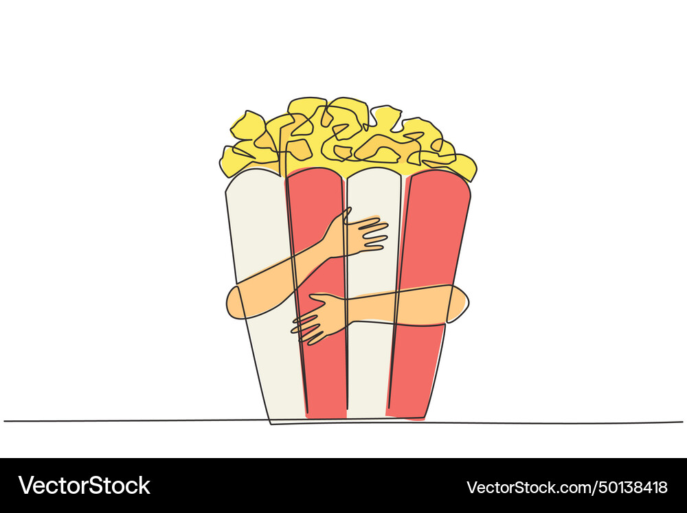 Continuous one line drawing of hand hugging Vector Image