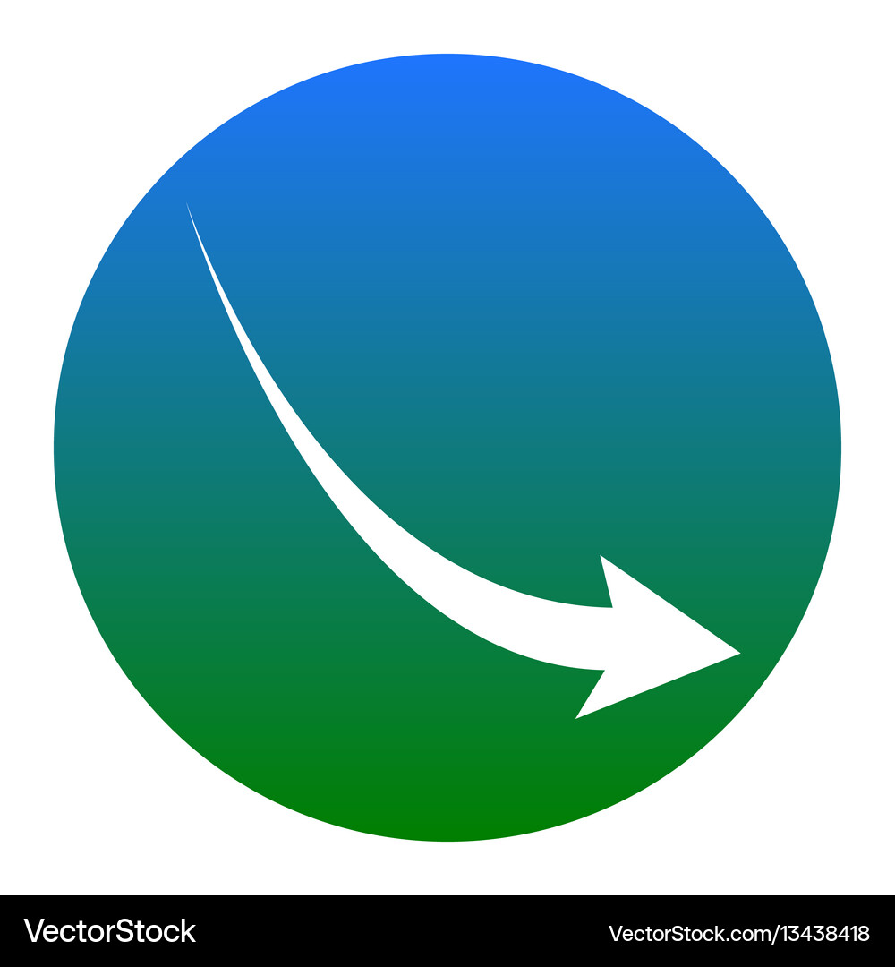 Declining arrow sign white icon in bluish Vector Image