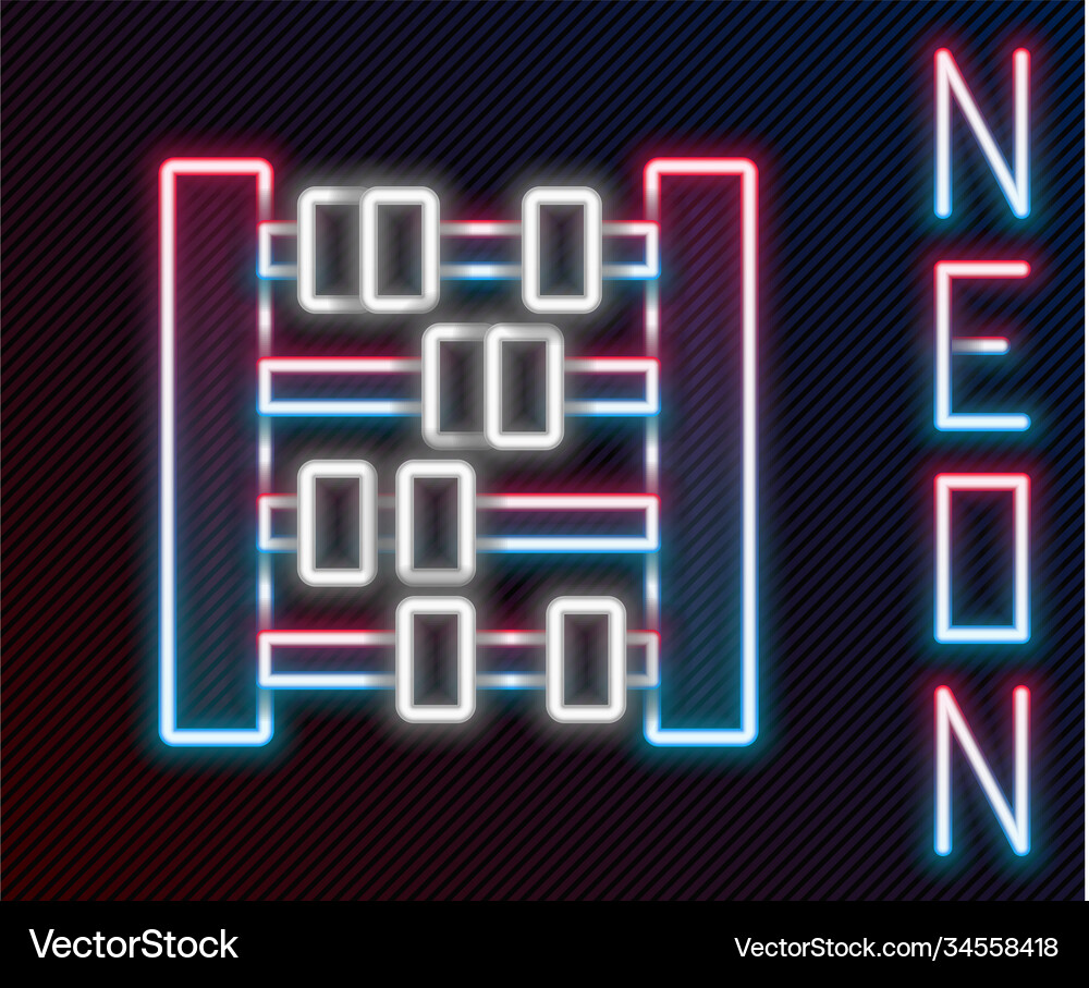 Glowing neon line abacus icon isolated on black Vector Image