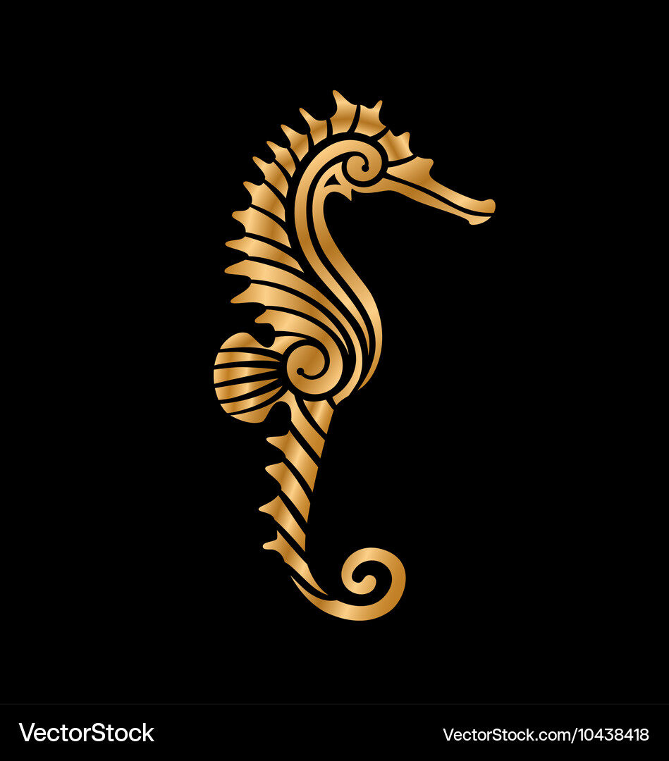 Golden seahorse Royalty Free Vector Image - VectorStock