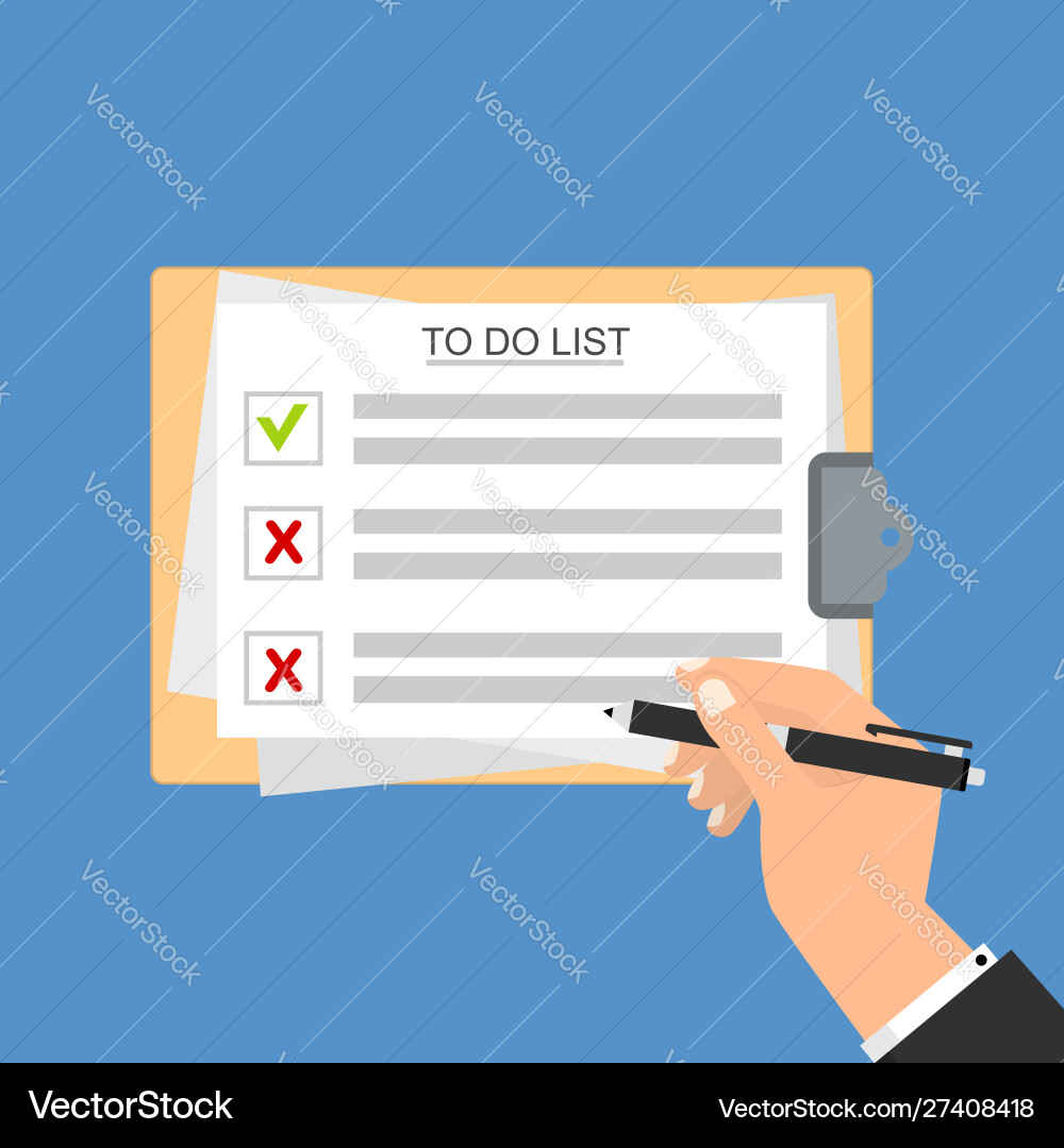 Hands holding clipboard with to-do list template Vector Image